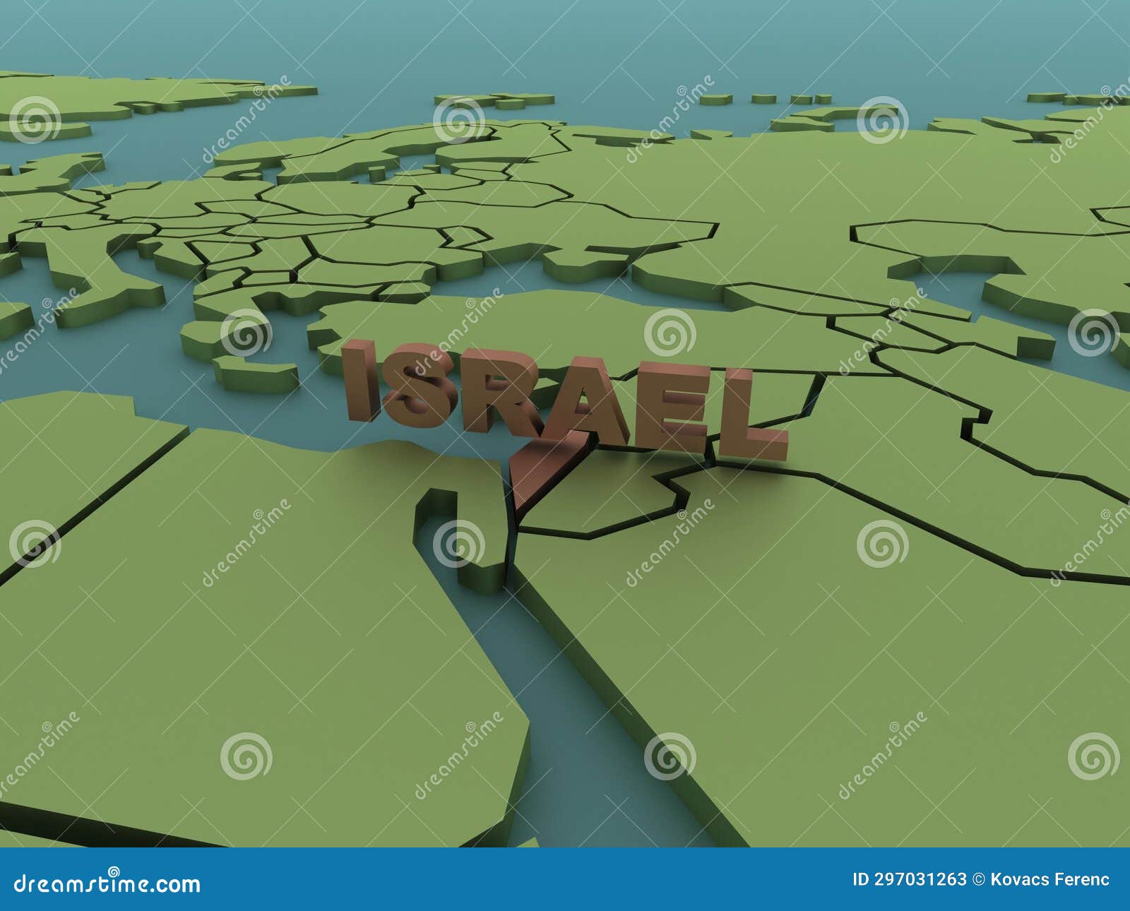 Green Map Of Israel With Outline Vector Design Template. Editable ...