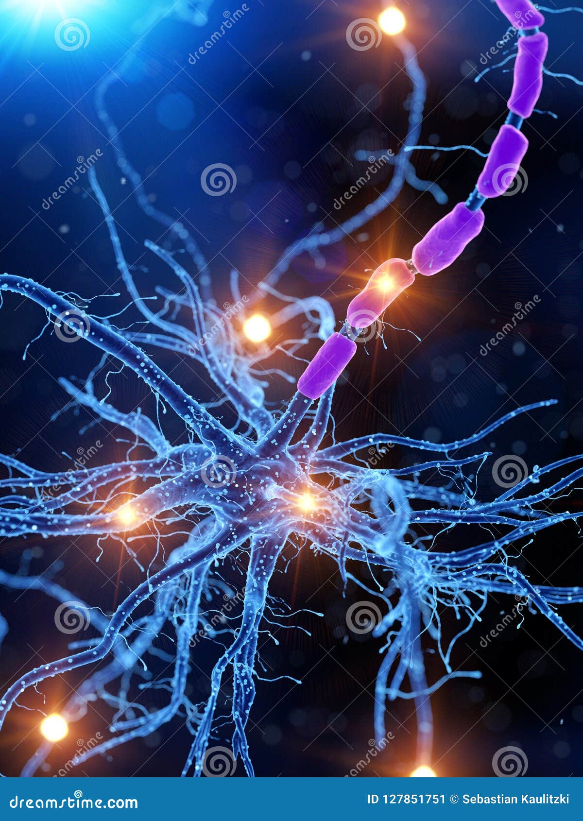 An active human nerve cell stock illustration. Illustration of ...