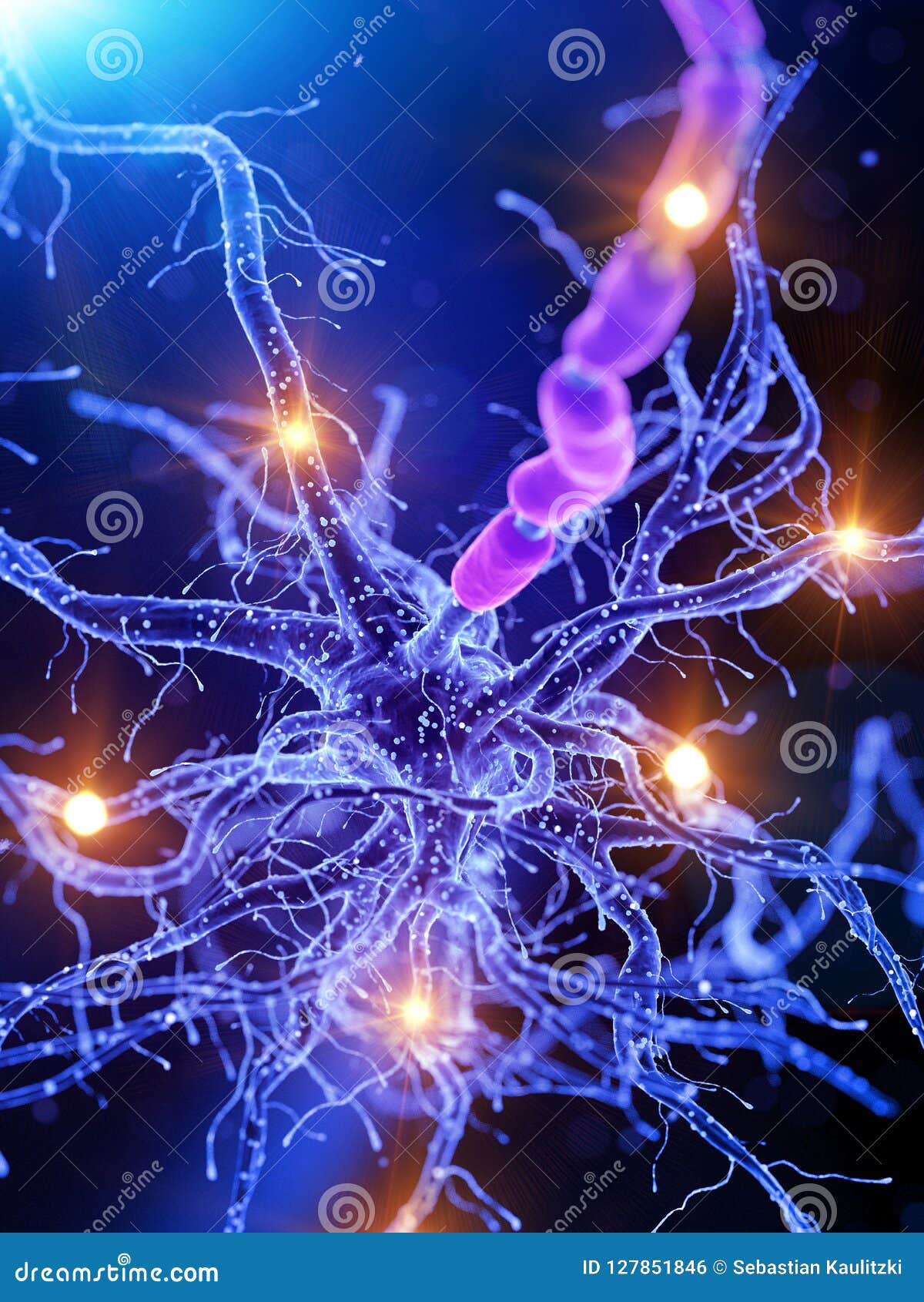 An active human nerve cell stock illustration. Illustration of artwork ...