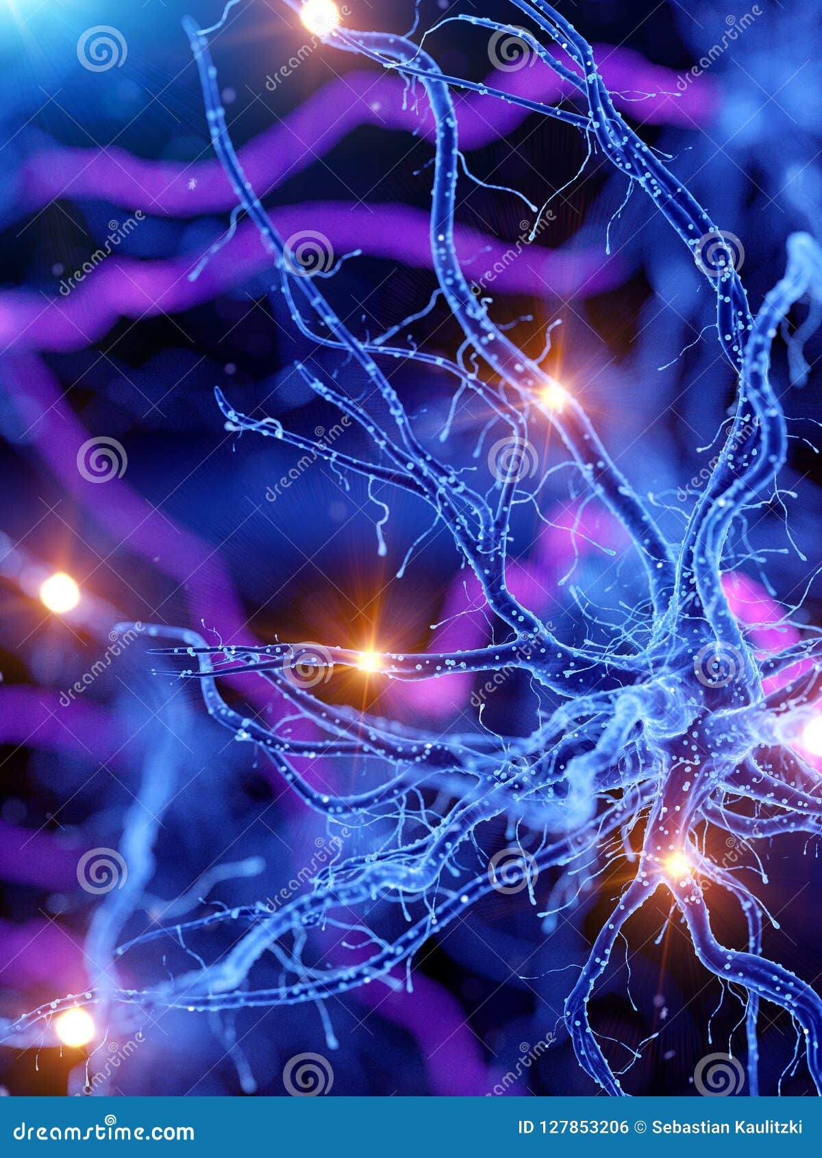 An active human nerve cell stock illustration. Illustration of cell ...