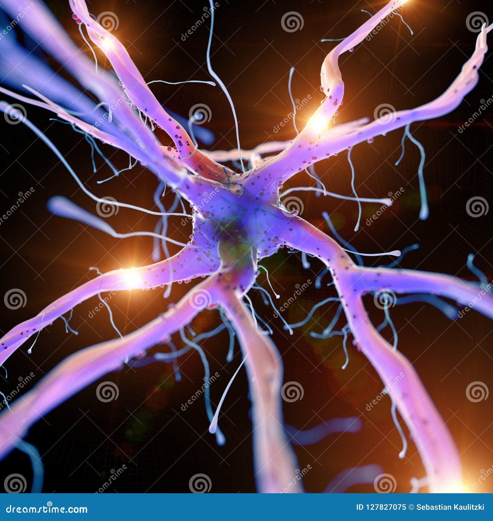 An active nerve cell stock illustration. Illustration of network ...