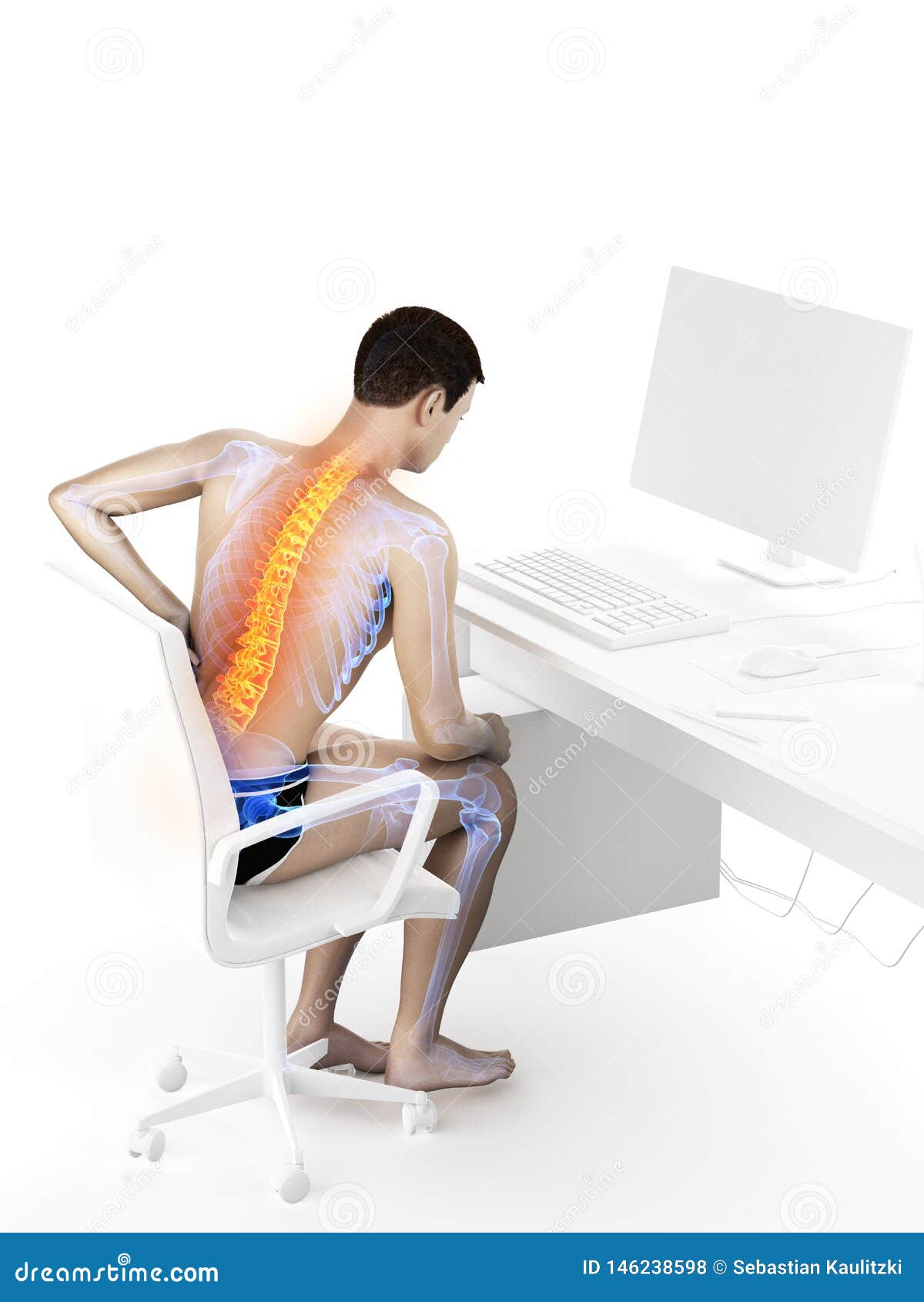A man having a backache stock illustration. Illustration of rendering ...