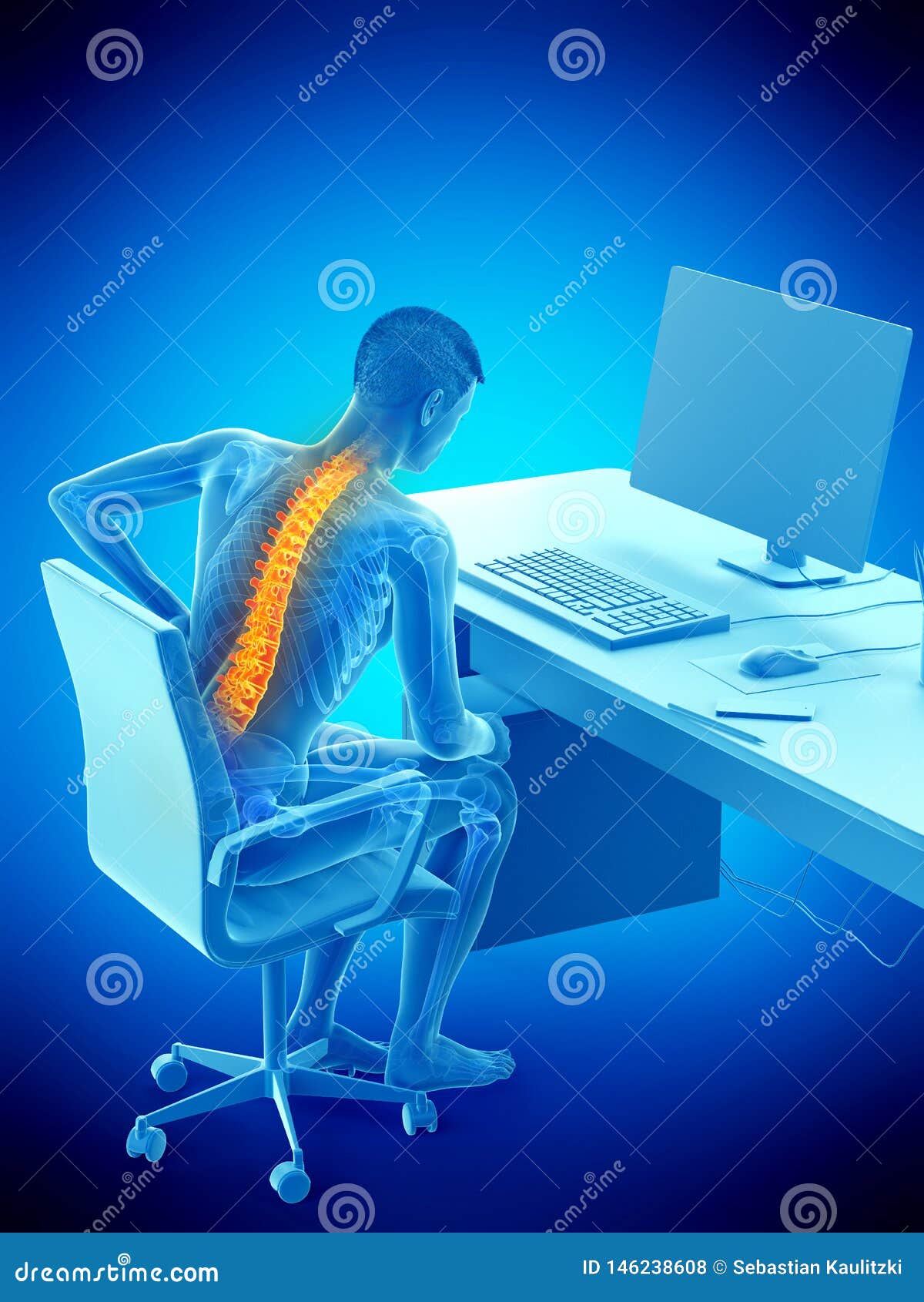 A man having a backache stock illustration. Illustration of rendering ...
