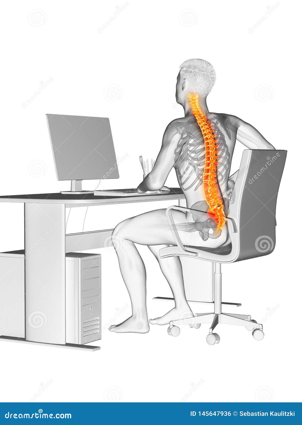 An Office Workers Painful Back Stock Illustration - Illustration of ...