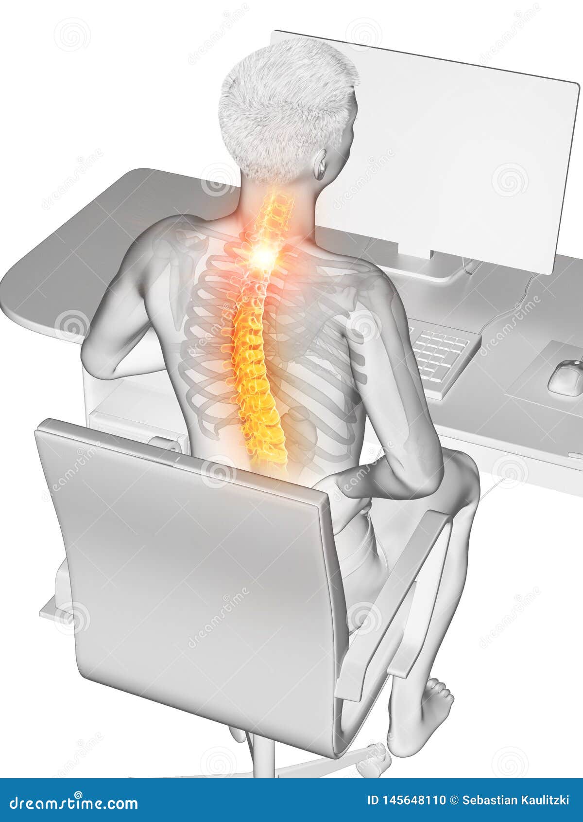 An Office Workers Painful Back Stock Illustration - Illustration of ...