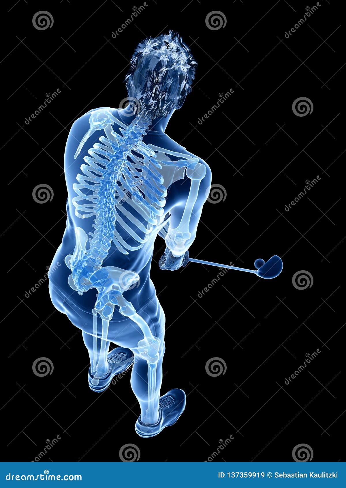 The Skeleton of a Golf Player Stock Illustration - Illustration of ...