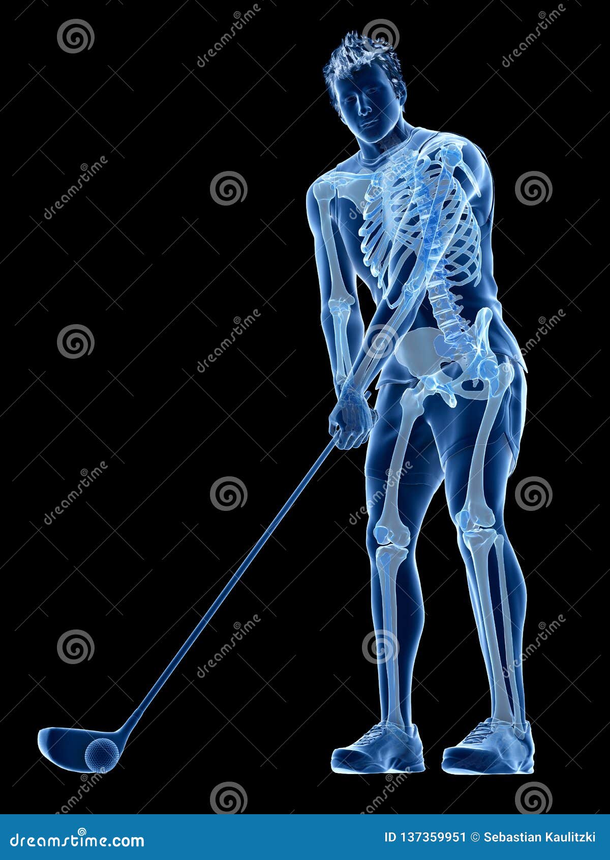 The Skeleton of a Golf Player Stock Illustration - Illustration of ...