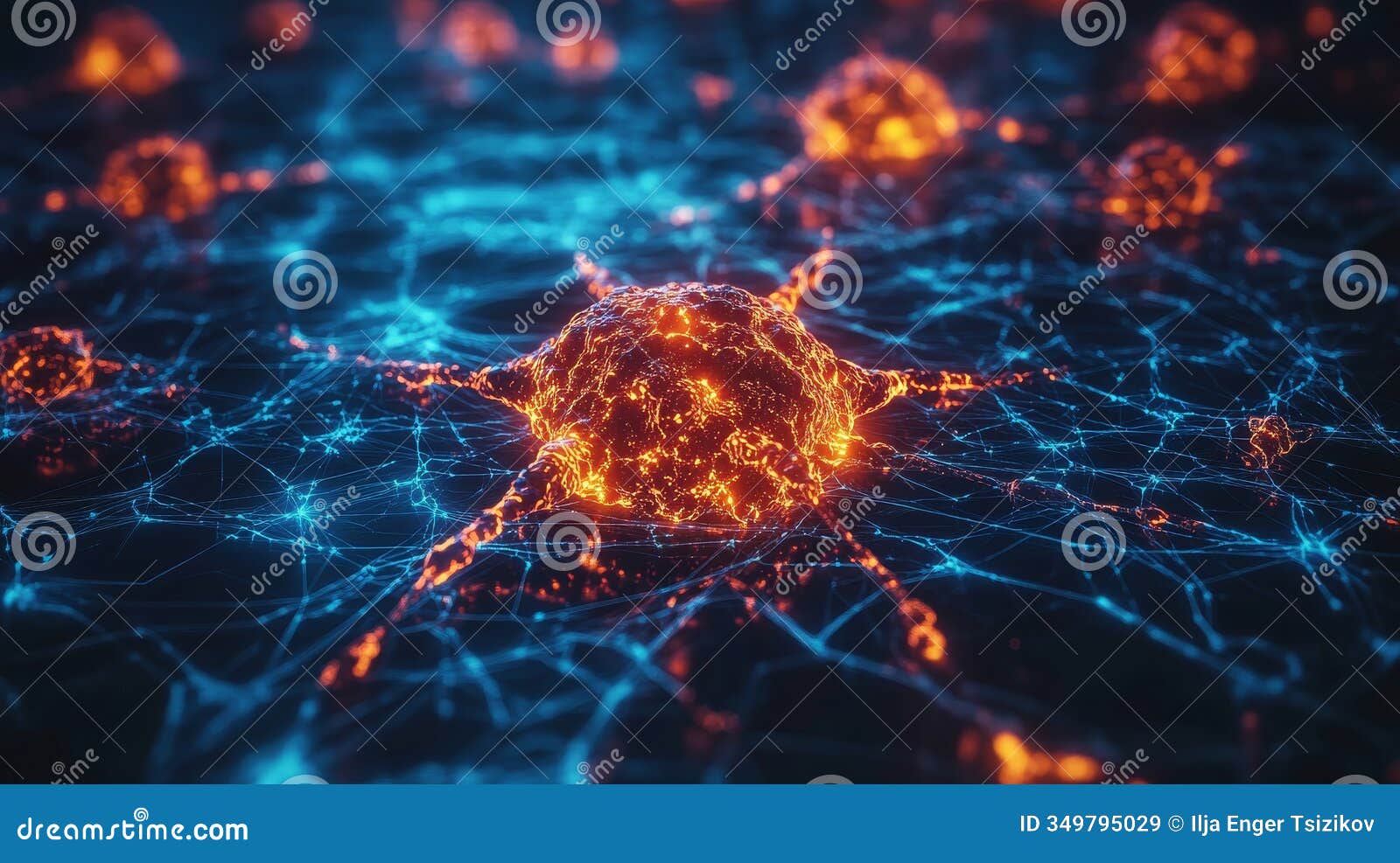 3D Rendered Microscopic View of Cancer Cells, Showing Cellular and ...