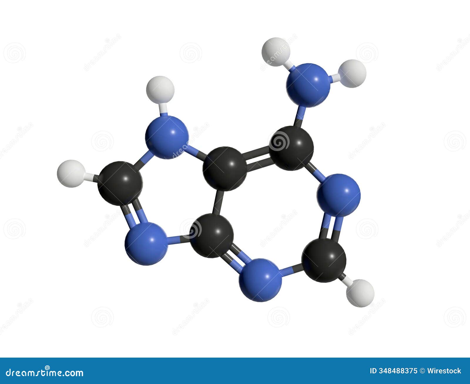 Adenine Molecule, Structural Chemical Formula, Ball-and-stick Model ...