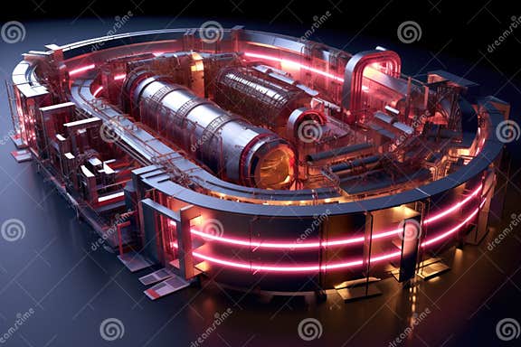 3d-rendered Model of a Particle Accelerator Stock Illustration - Illustration of research ...
