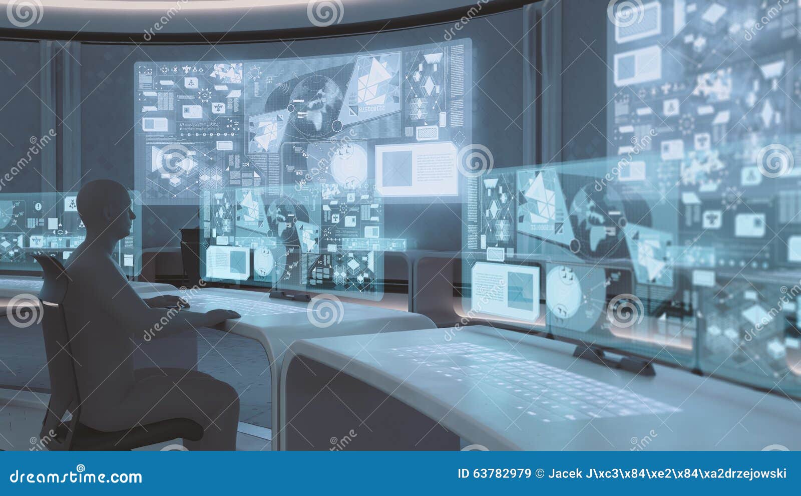 3D Rendered, Modern, Futuristic Command Center Interior with People ... 3D Rendered, Modern, Futuristic Command Center Interior with People ...
