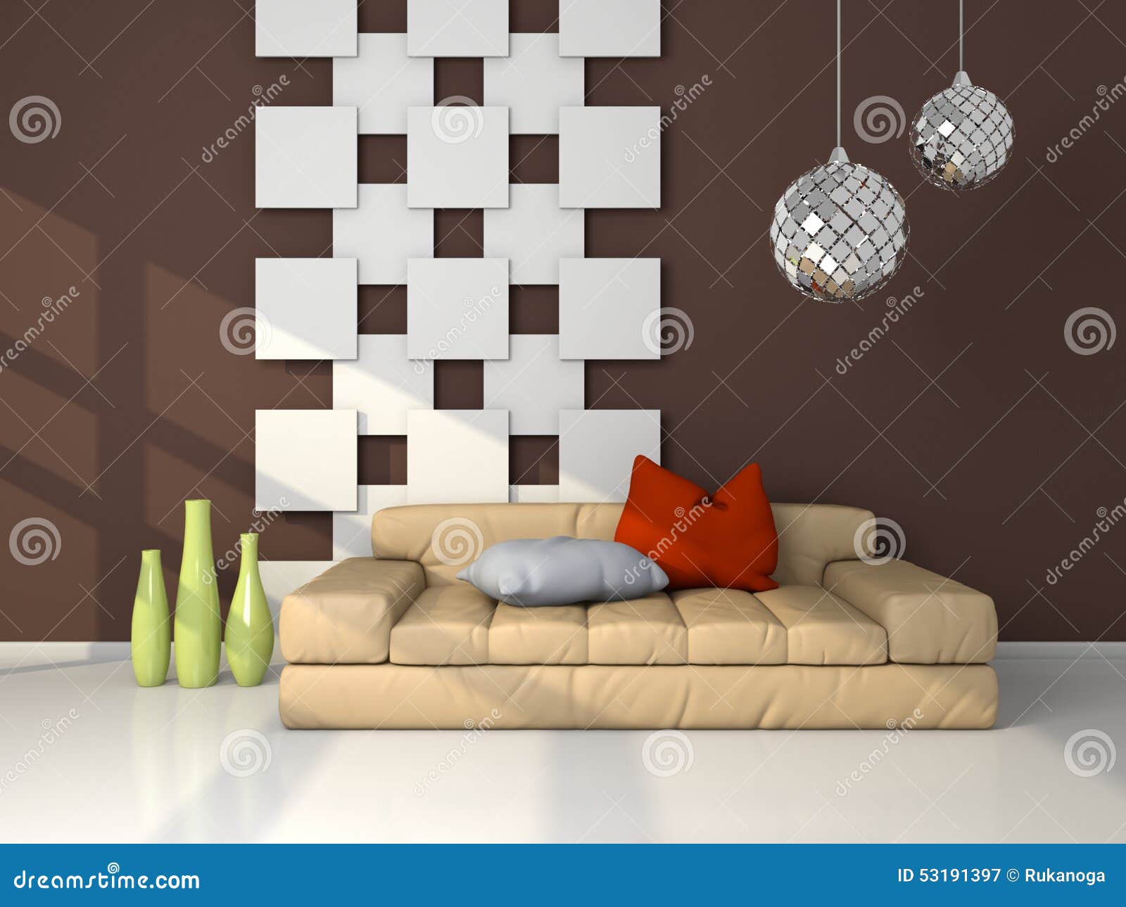 3d Rendered Modern Interior Stock Image - Image of blank, colorful ...