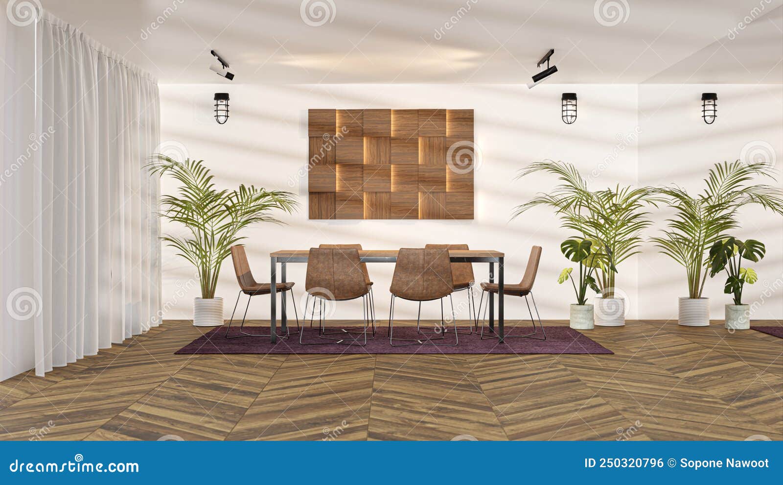 3d Rendered Modern Office with Decorated Wall Stock Illustration ...