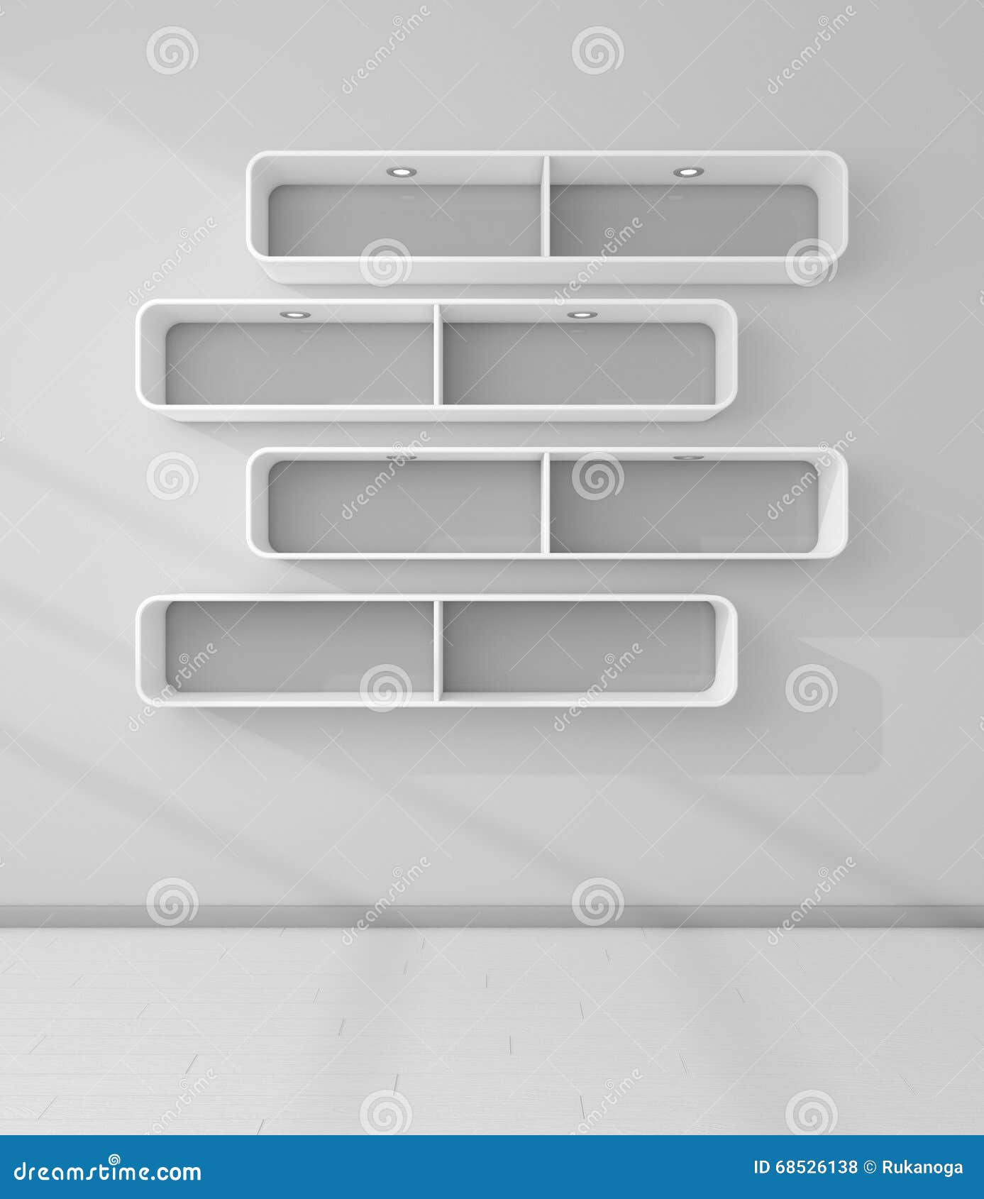 3d Rendered Modern Shelves. Stock Illustration - Illustration of ...