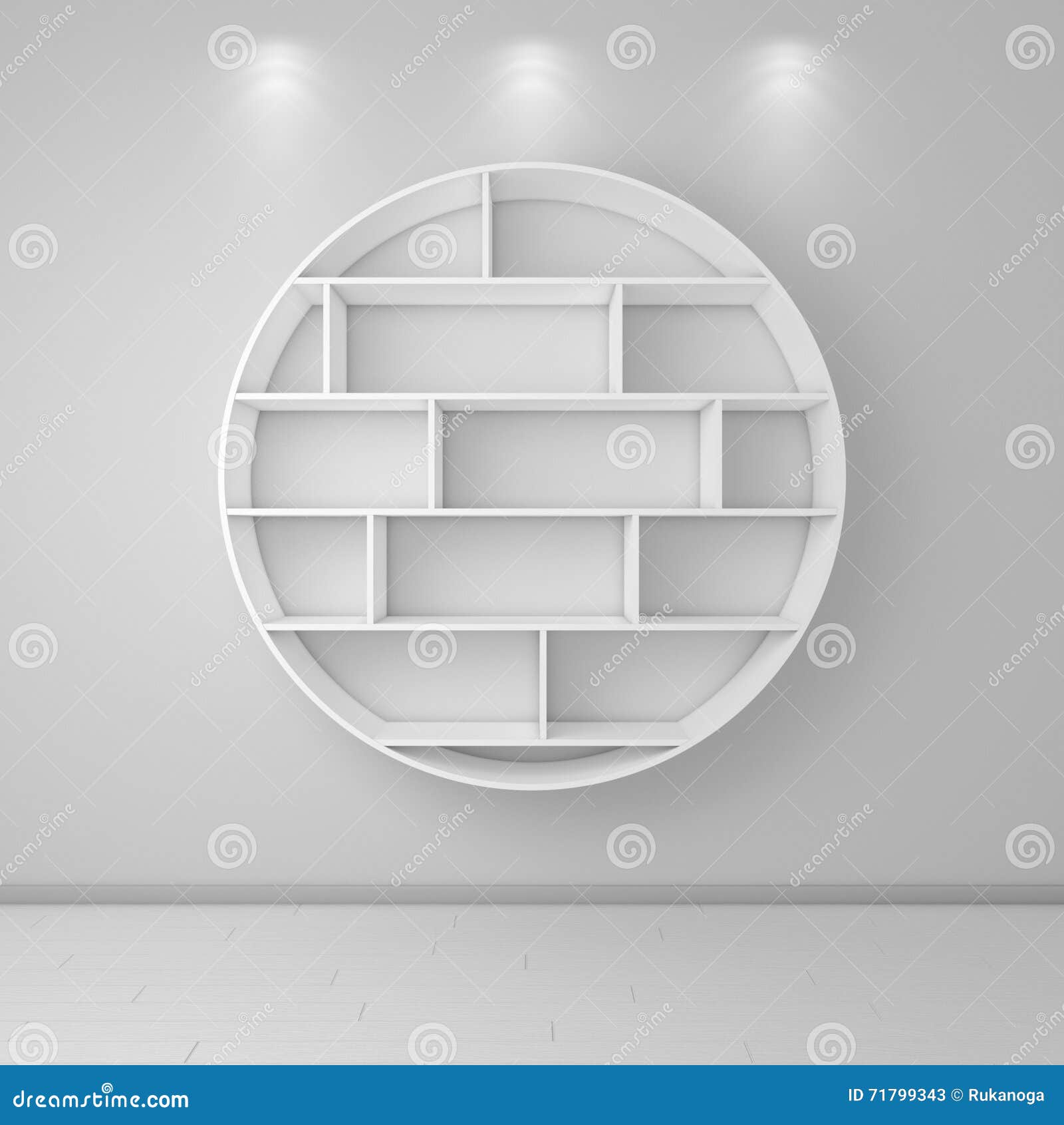3d Rendered Modern Shelves. Stock Illustration - Illustration of wall ...