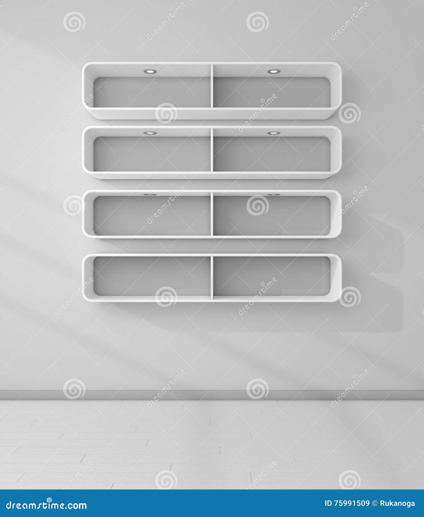 3d Rendered Modern Shelves. Stock Illustration - Illustration of ...
