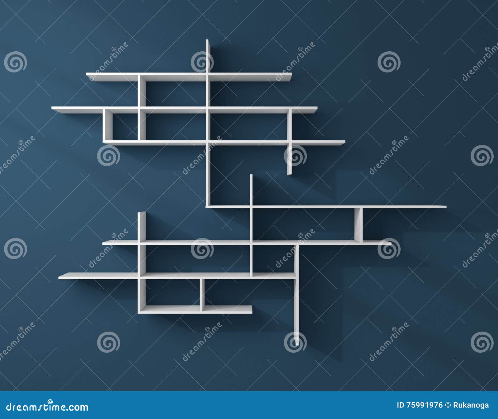3d Rendered Modern Shelves. Stock Illustration - Illustration of design ...