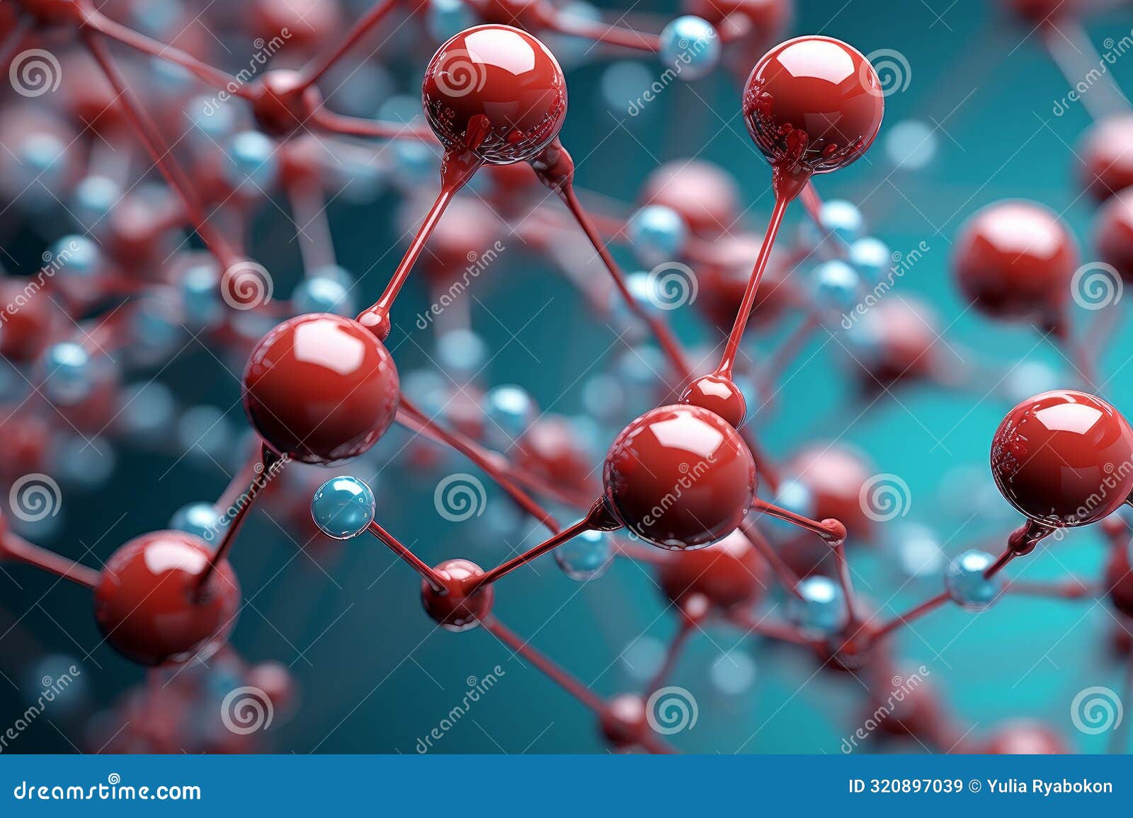 3d Rendered Molecule Network on Blue Background Stock Illustration ...