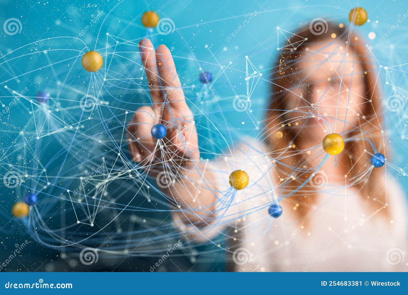 3D Rendered Neural Network Hovering in Woman S Hand Stock Image - Image ...