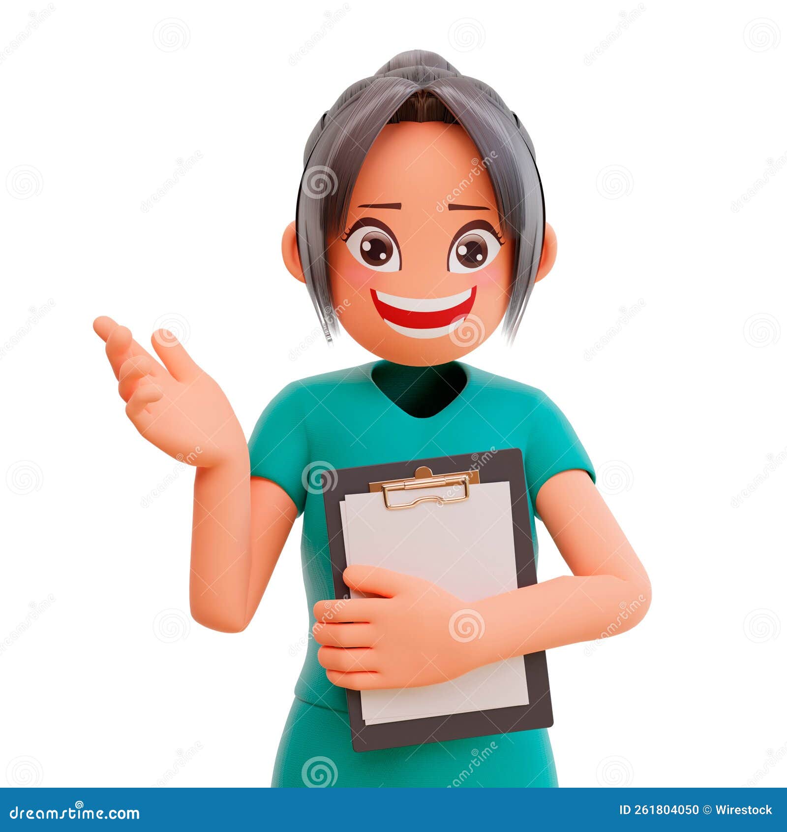 3d Rendered Nurse In A Hospital Gown Uniform Holding A Clipboard