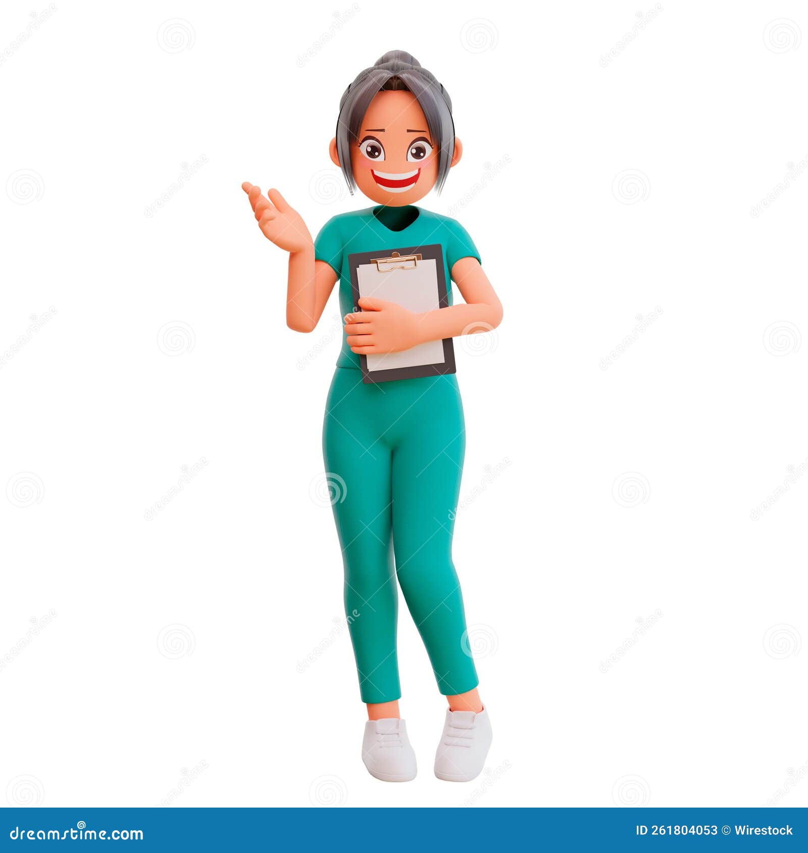 3d Rendered Nurse In A Hospital Gown Uniform Holding A Clipboard