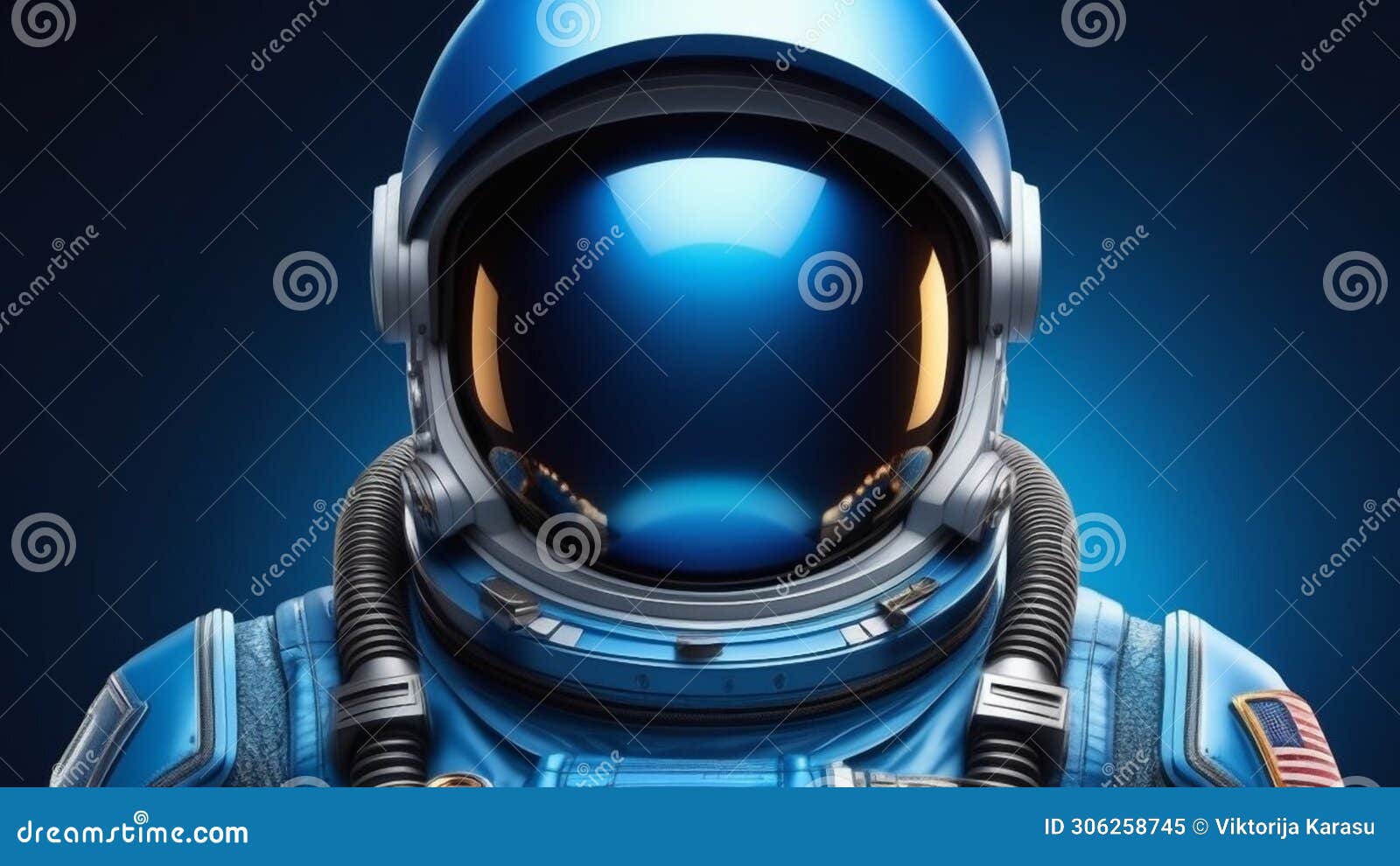 Rendered Object Illustration of an Abstract Blue Astronaut Stock ...