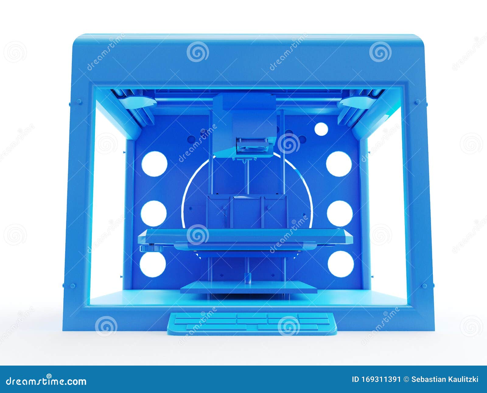 An Abstract Blue 3d Printer Stock Illustration - Illustration of render ...