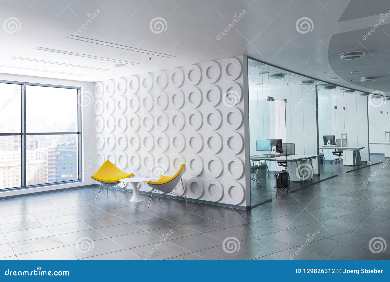 3D rendered office space stock illustration. Illustration of commercial ...