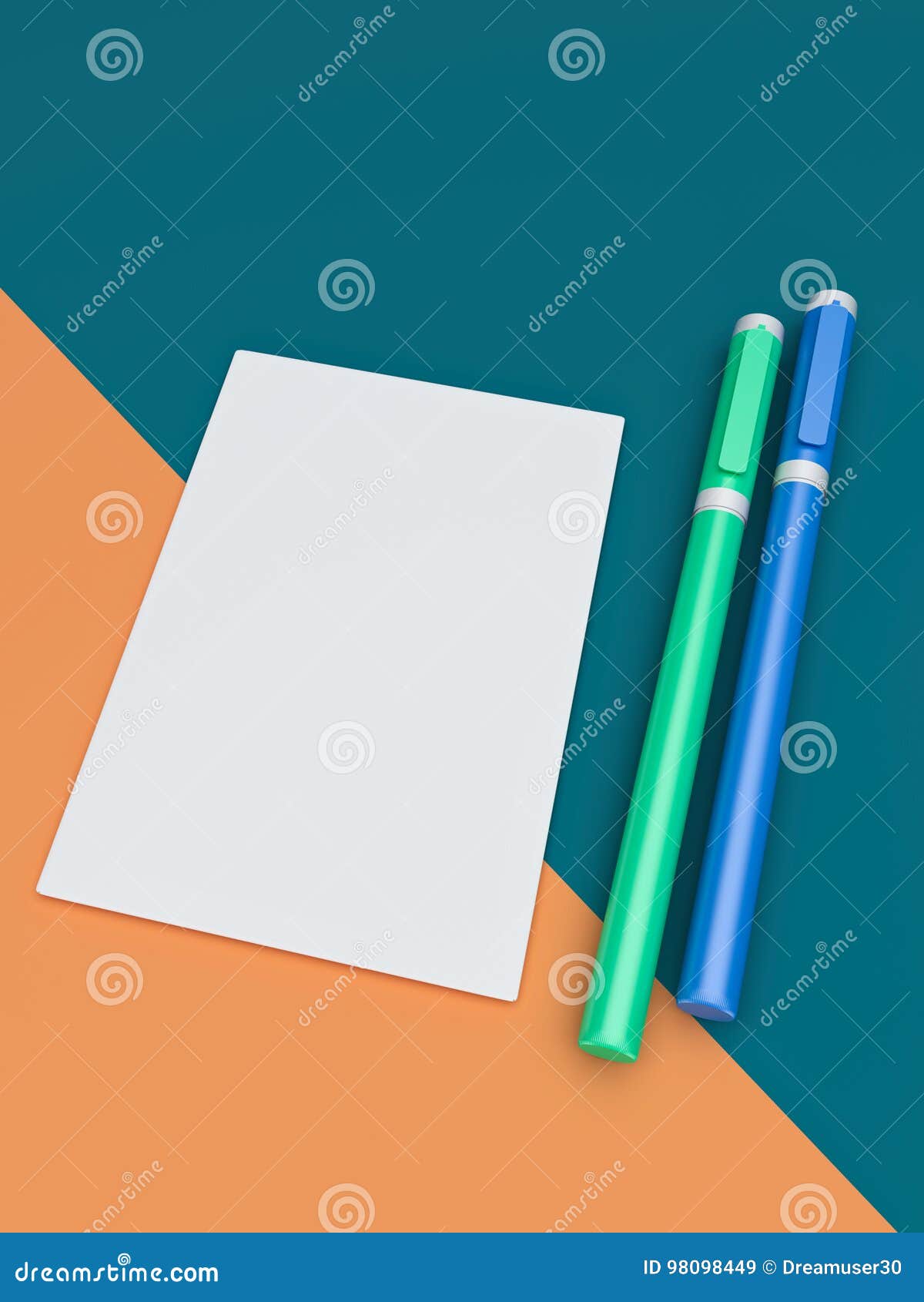 3d rendered paper and pens stock illustration. Illustration of rendered ...