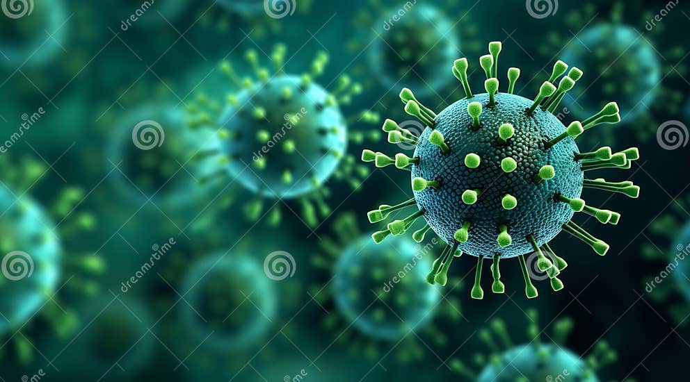 3D Rendered Pathogen in Green Microenvironment Stock Illustration ...