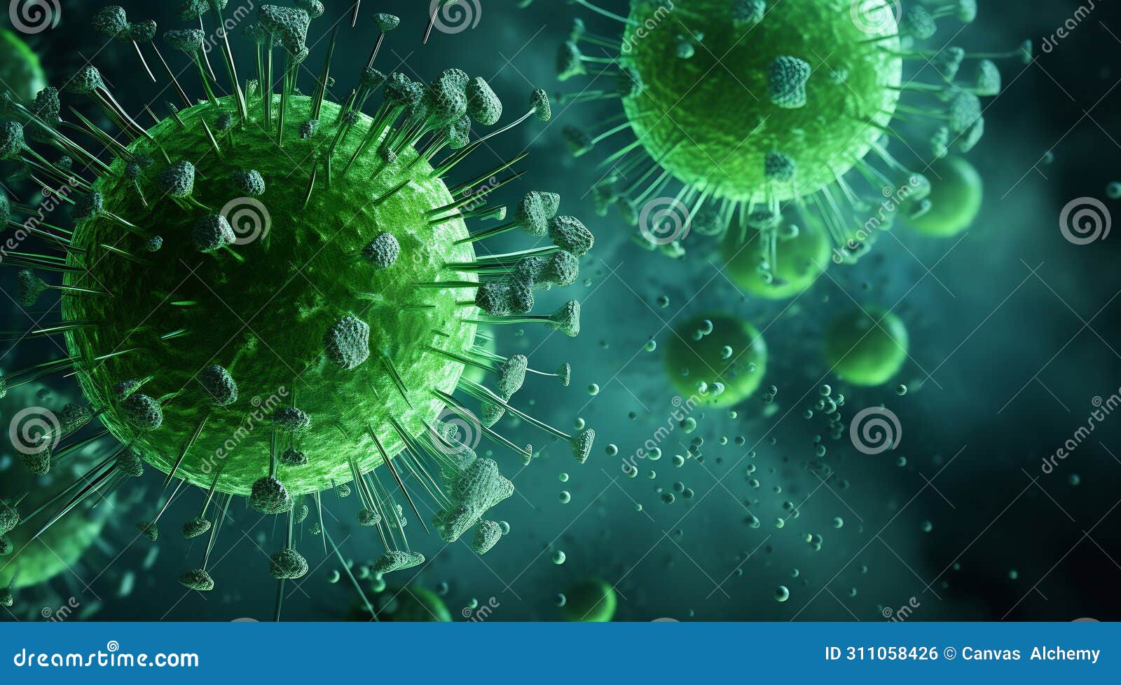 3D Rendered Pathogen in Green Microenvironment Stock Illustration ...