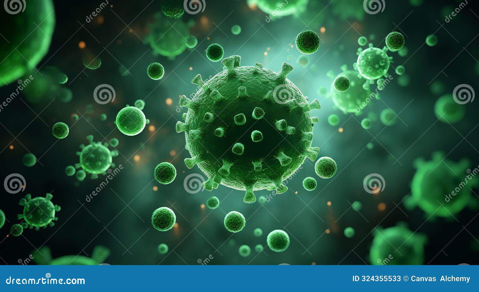3D Rendered Pathogen in Green Microenvironment Stock Illustration ...