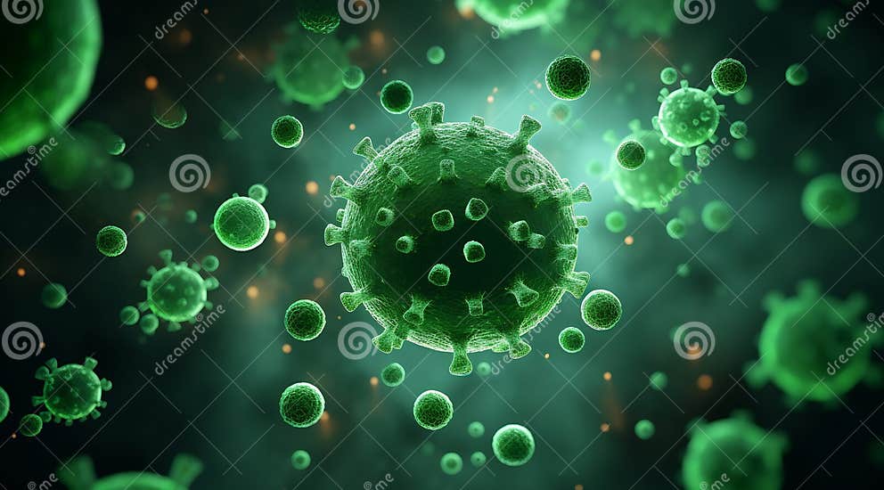 3D Rendered Pathogen in Green Microenvironment Stock Illustration ...