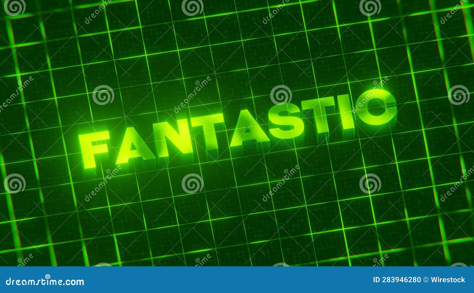 3D-rendered Pattern of a Word on Bright Neon Green Lines Arranged in a ...