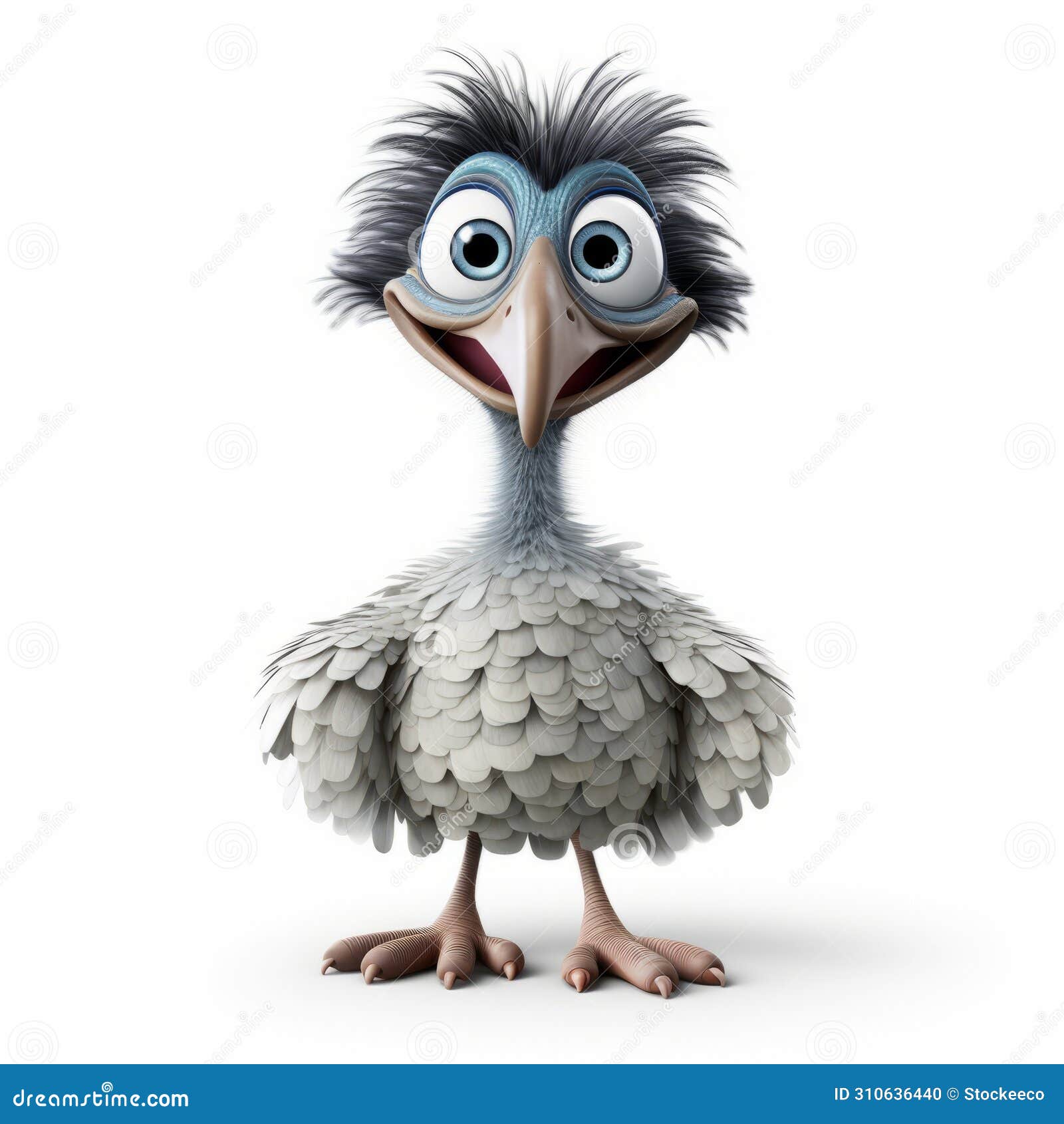 3d Rendered Plastic Cartoon Emu on White Background Stock Illustration ...