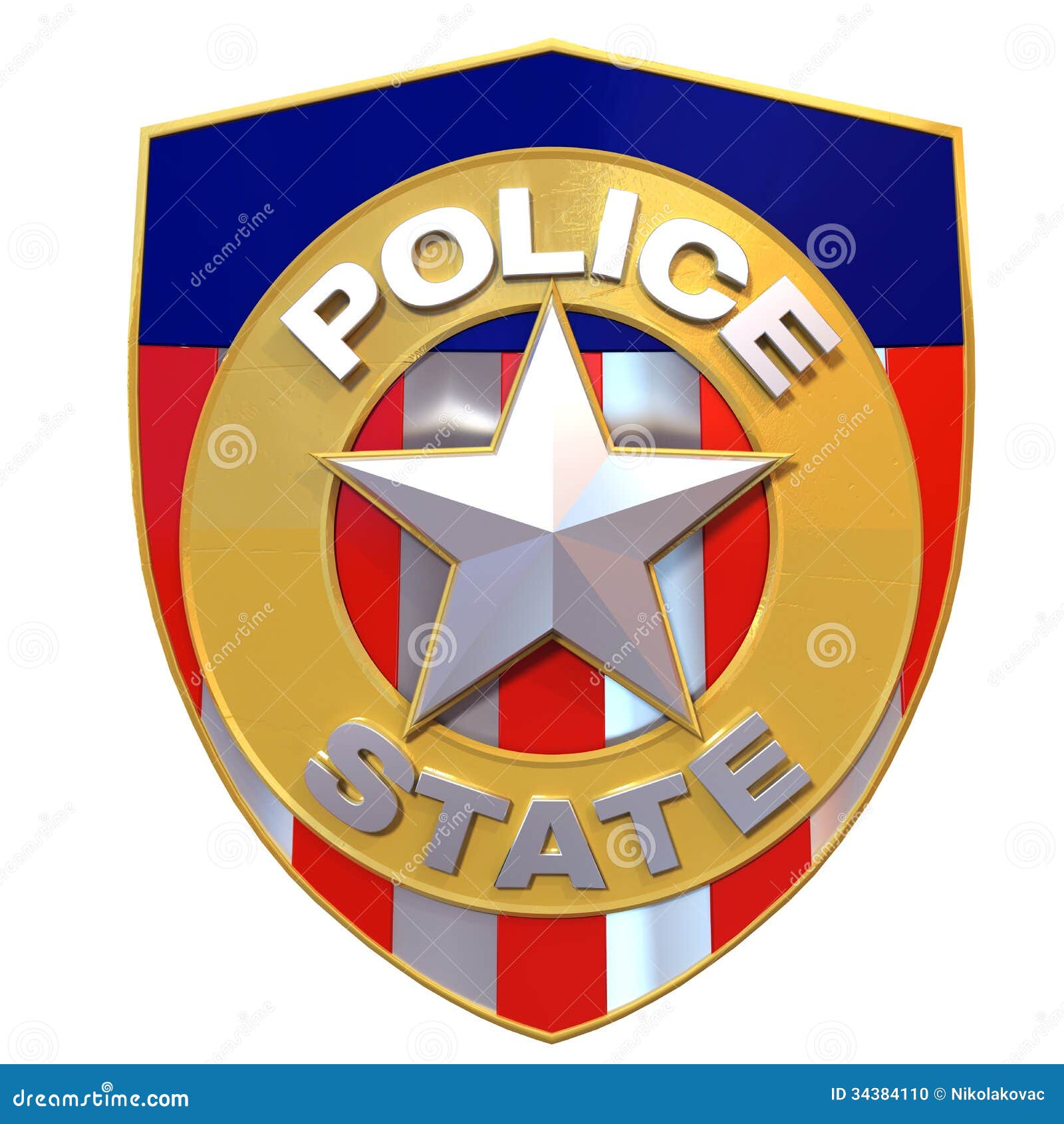 3d Rendered Police State Badge Stock Illustration - Illustration of ...