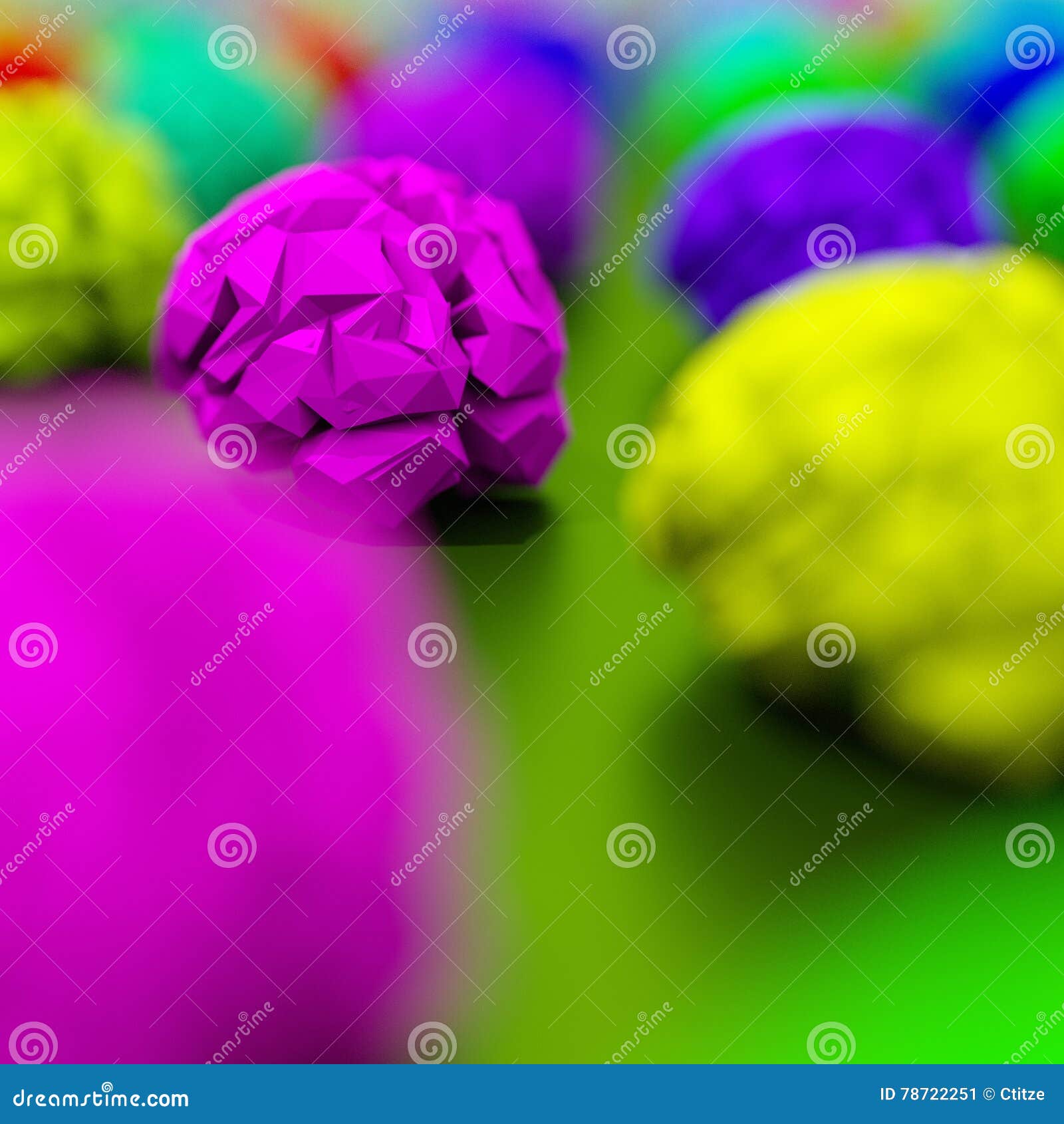 3D Rendered, Purple Brains 3d Model Render, Low Poly Illustrati Stock ...
