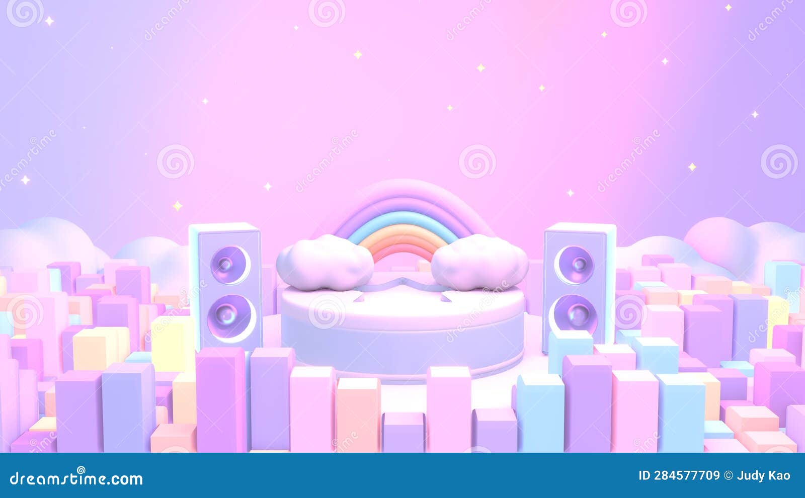 Cartoon rainbow stage stock illustration. Illustration of dance - 284577709