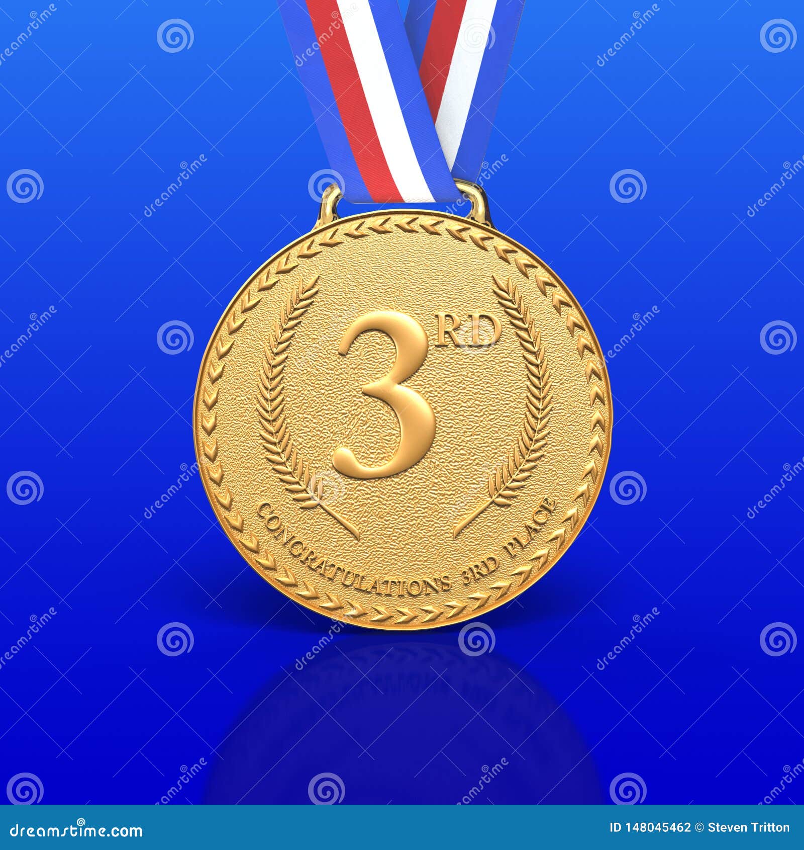 3D Rendered 3rd Place Bronze Medal Award Stock Illustration ...