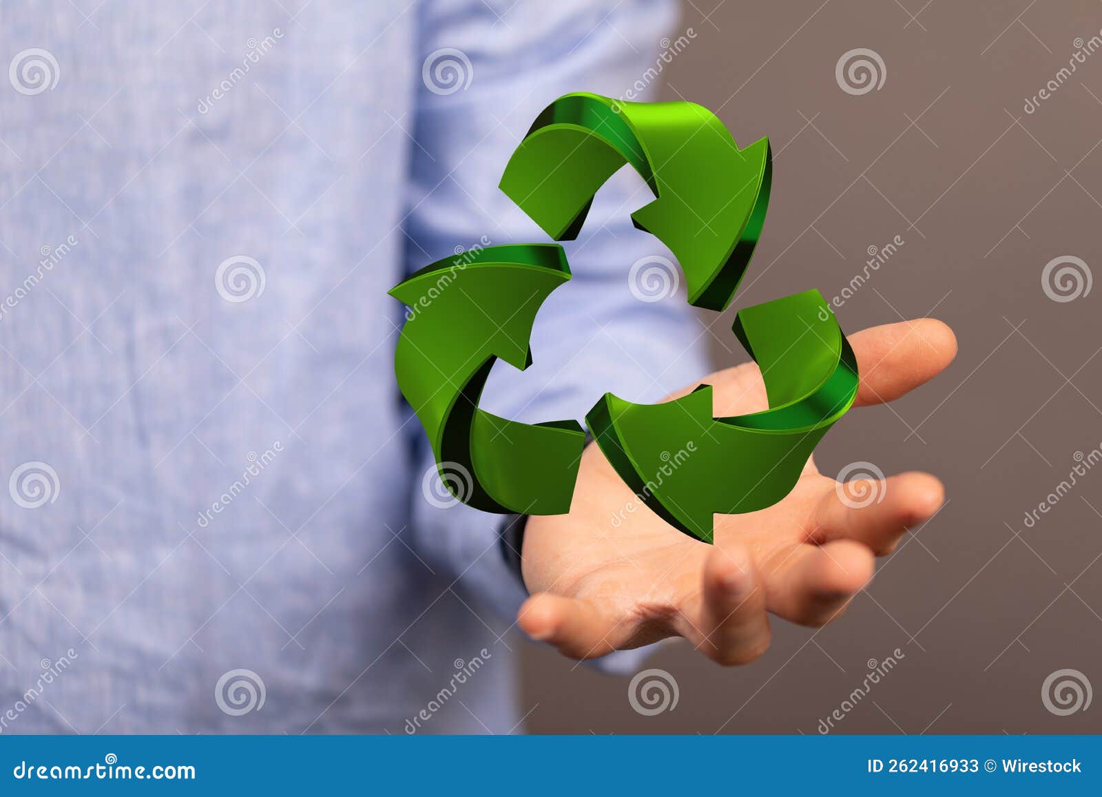 3D Rendered Recycling Icon Hovering Over the Hand. Stock Image - Image ...