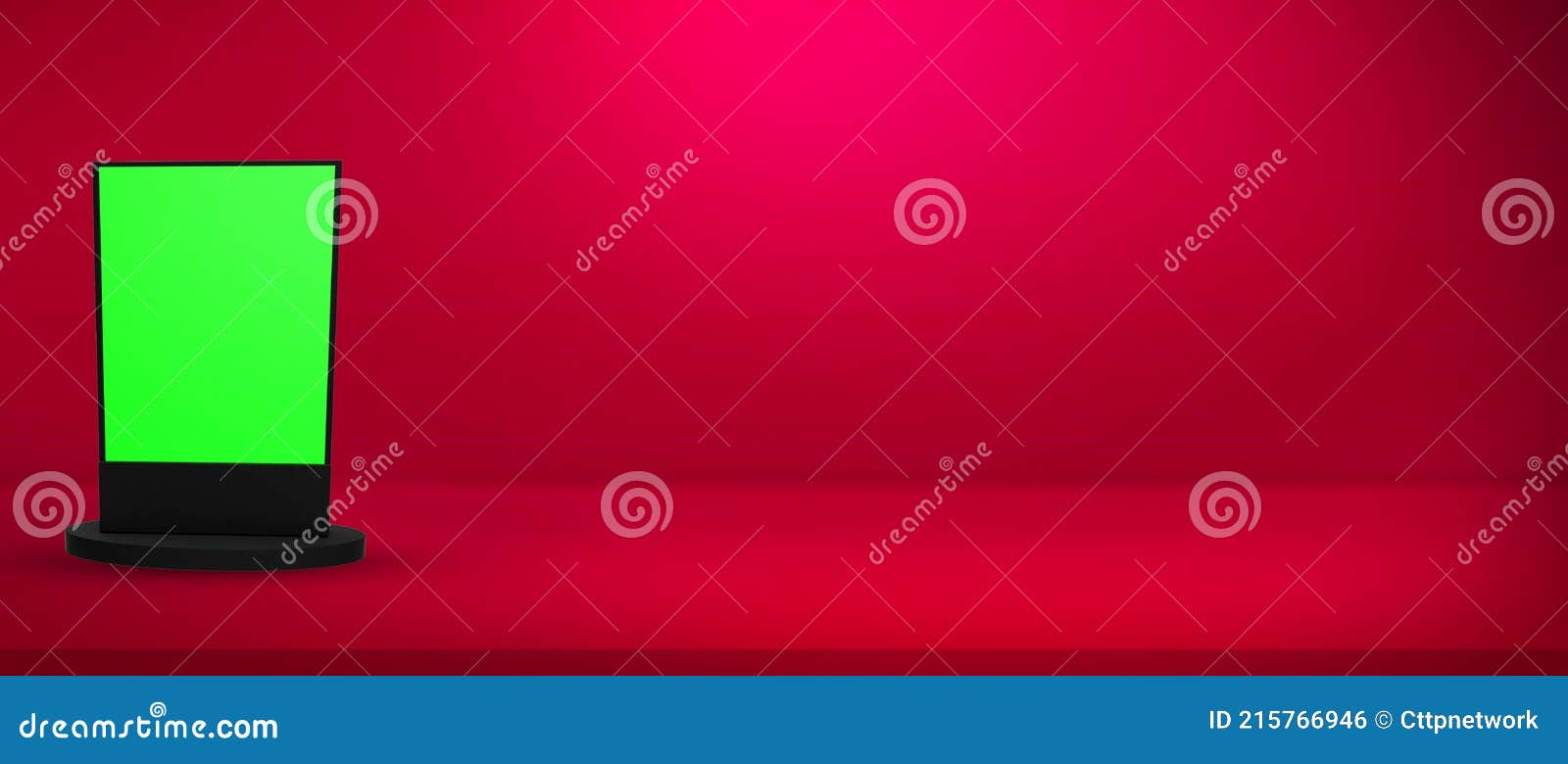 3D Rendered Red Room with Green Screen Led Board in a Isolated Room ...