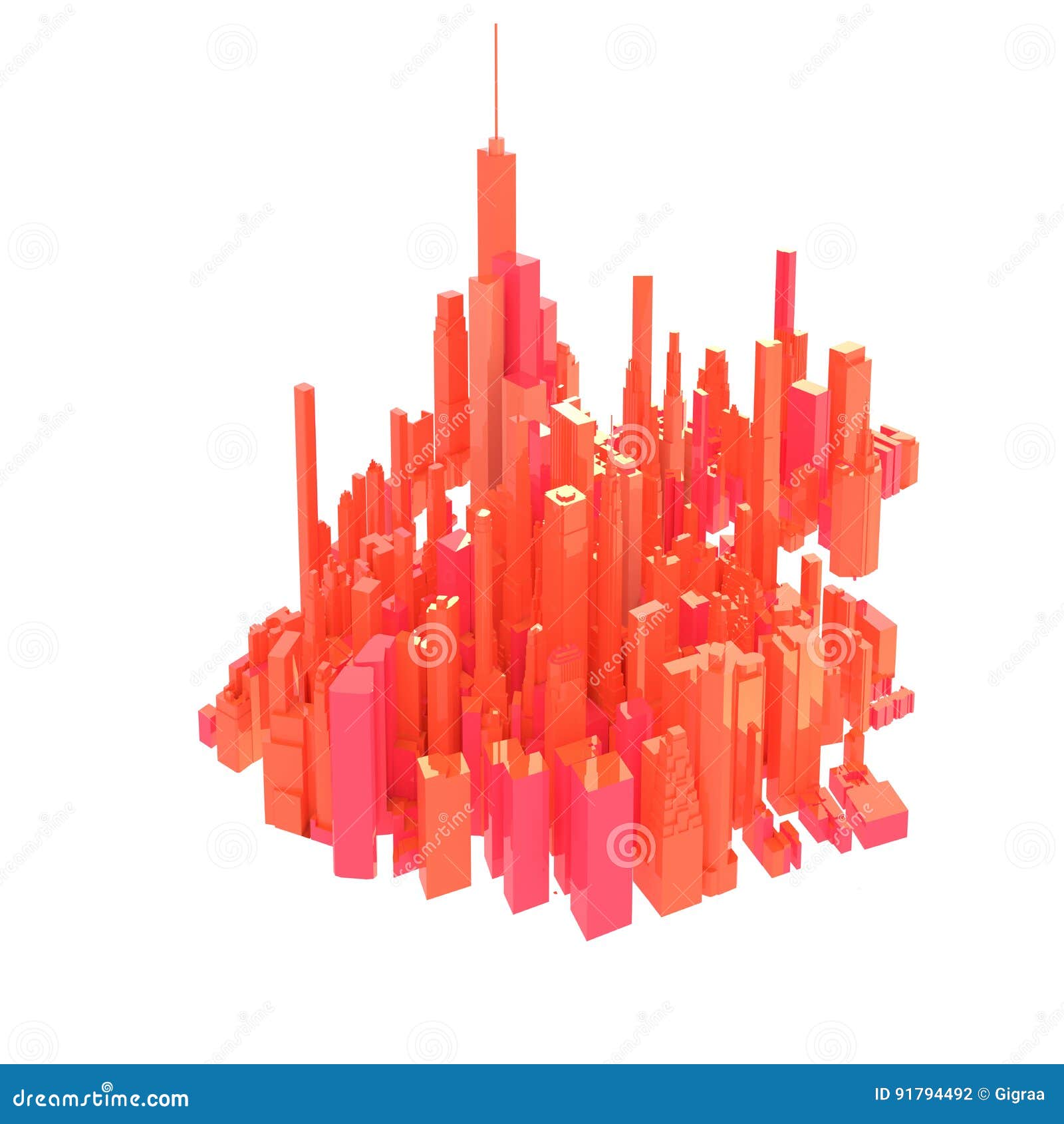 3d Rendered Red Skyline Isolated Stock Illustration - Illustration of ...