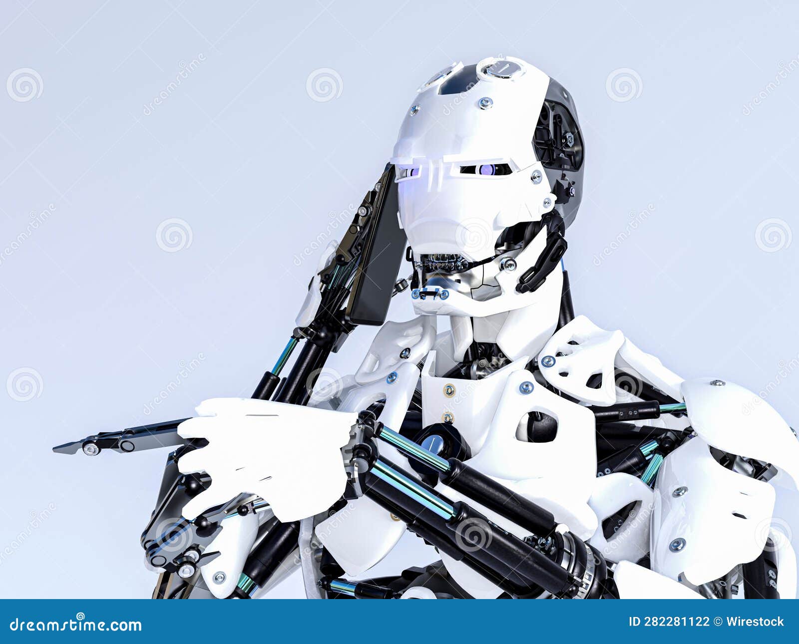 3D-rendered Robotic Figure Talking on a Phone Stock Illustration ...