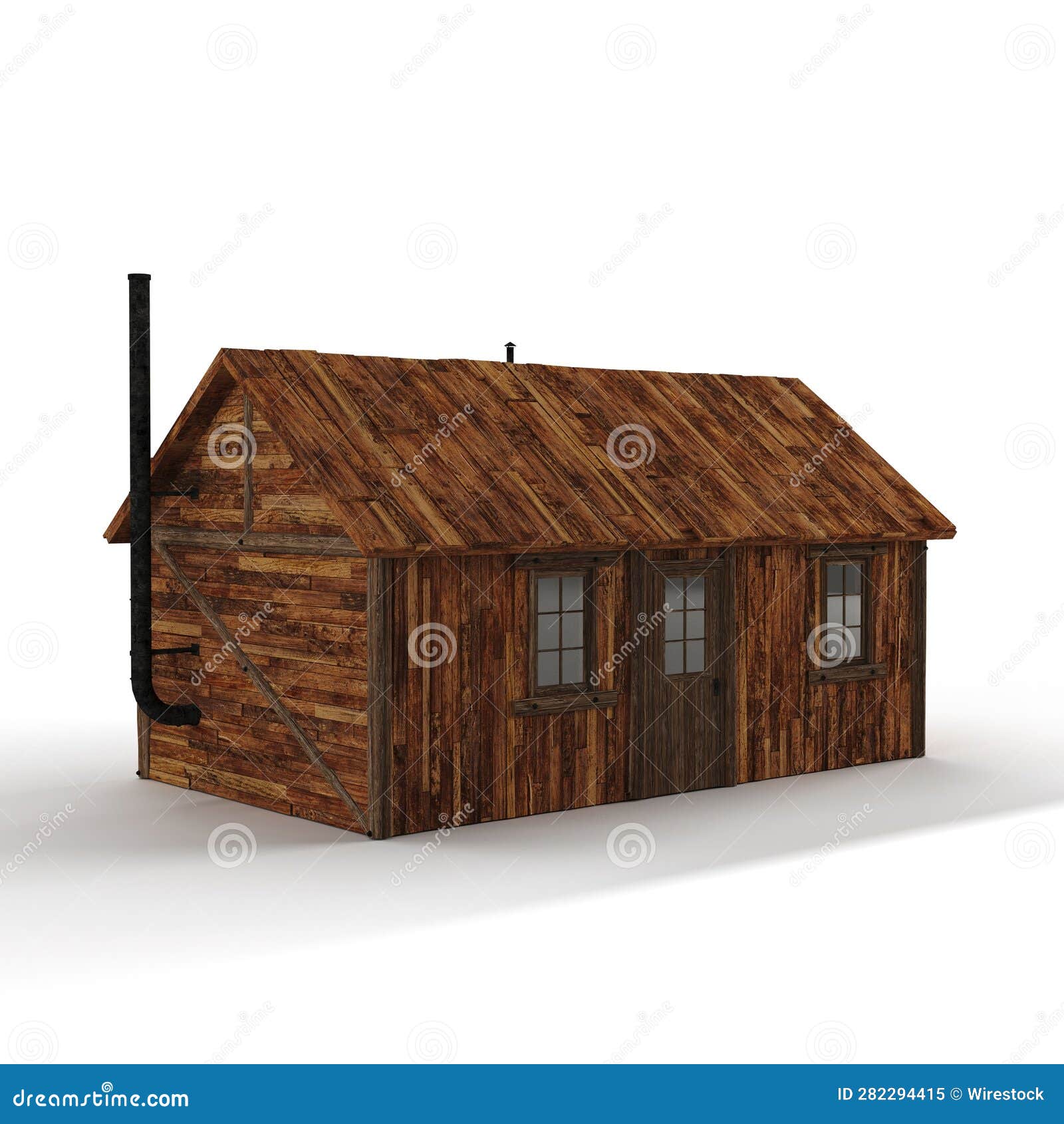 3D Rendered Scale Model of an Old Rustic House Stock Illustration ...
