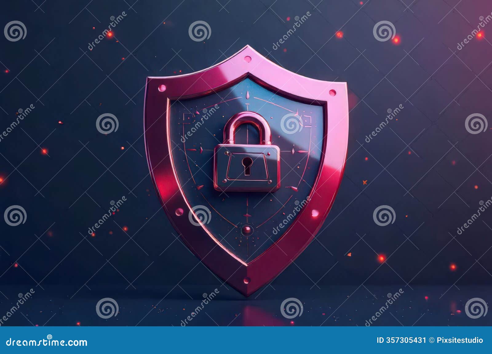 A 3D Rendered Shield with a Lock, Representing Digital Security. Stock ...