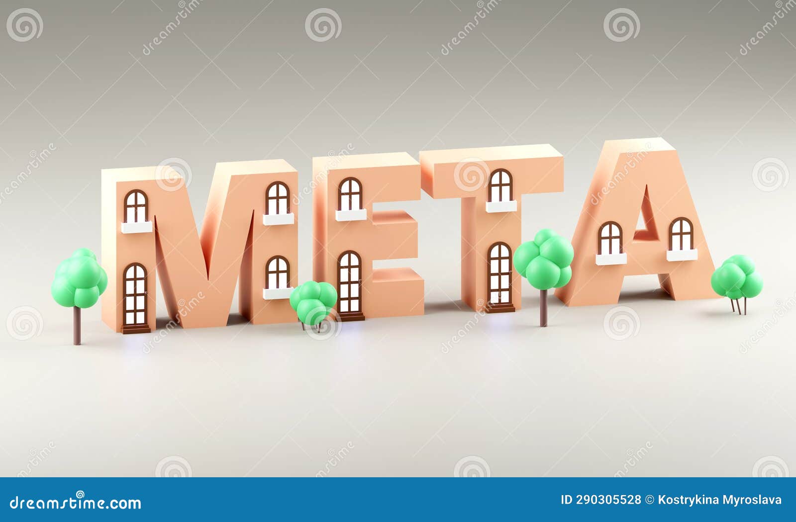 3d Rendered Sign Meta on Grey Podium, Soft Light, Smooth Background, 3d ...