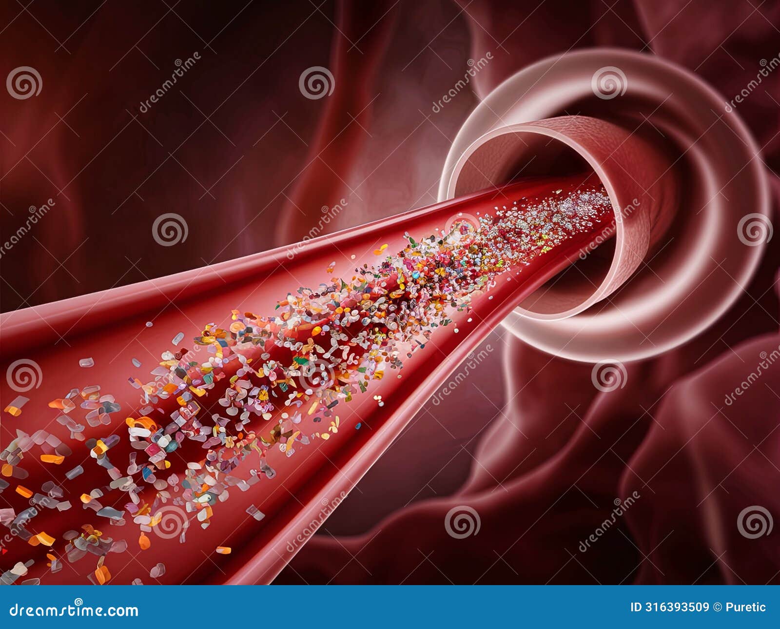 Microplastics in Blood Vessels Simulation Stock Illustration ...