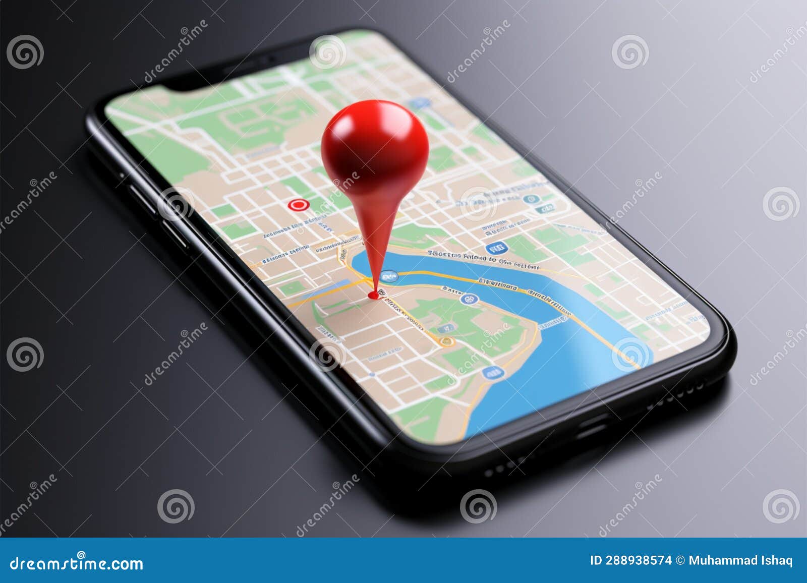 3D Rendered Smartphone Screen Template Featuring a Bold Red GPS Pin ...