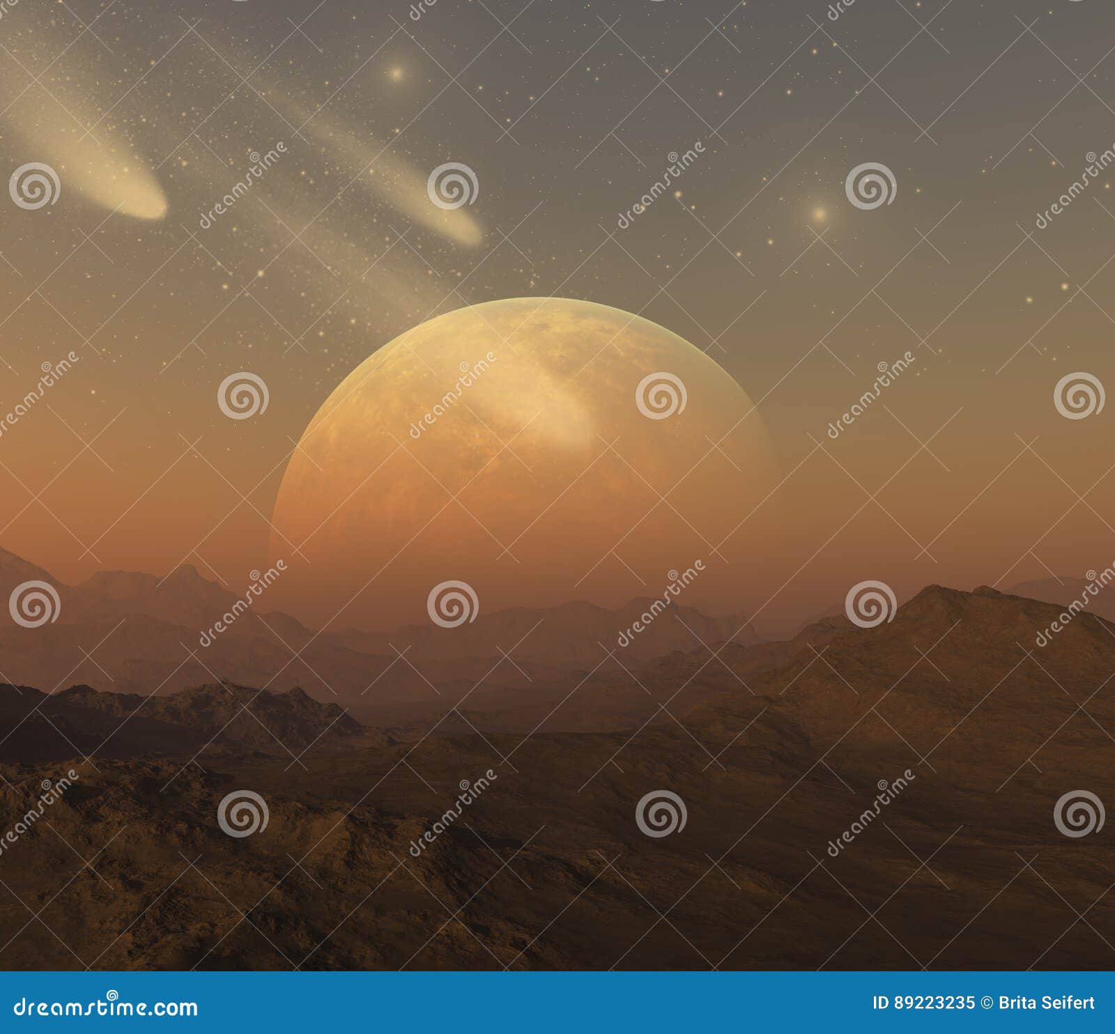 3d Rendered Space Art: Alien Planet - A Fantasy Landscape With Dark ...