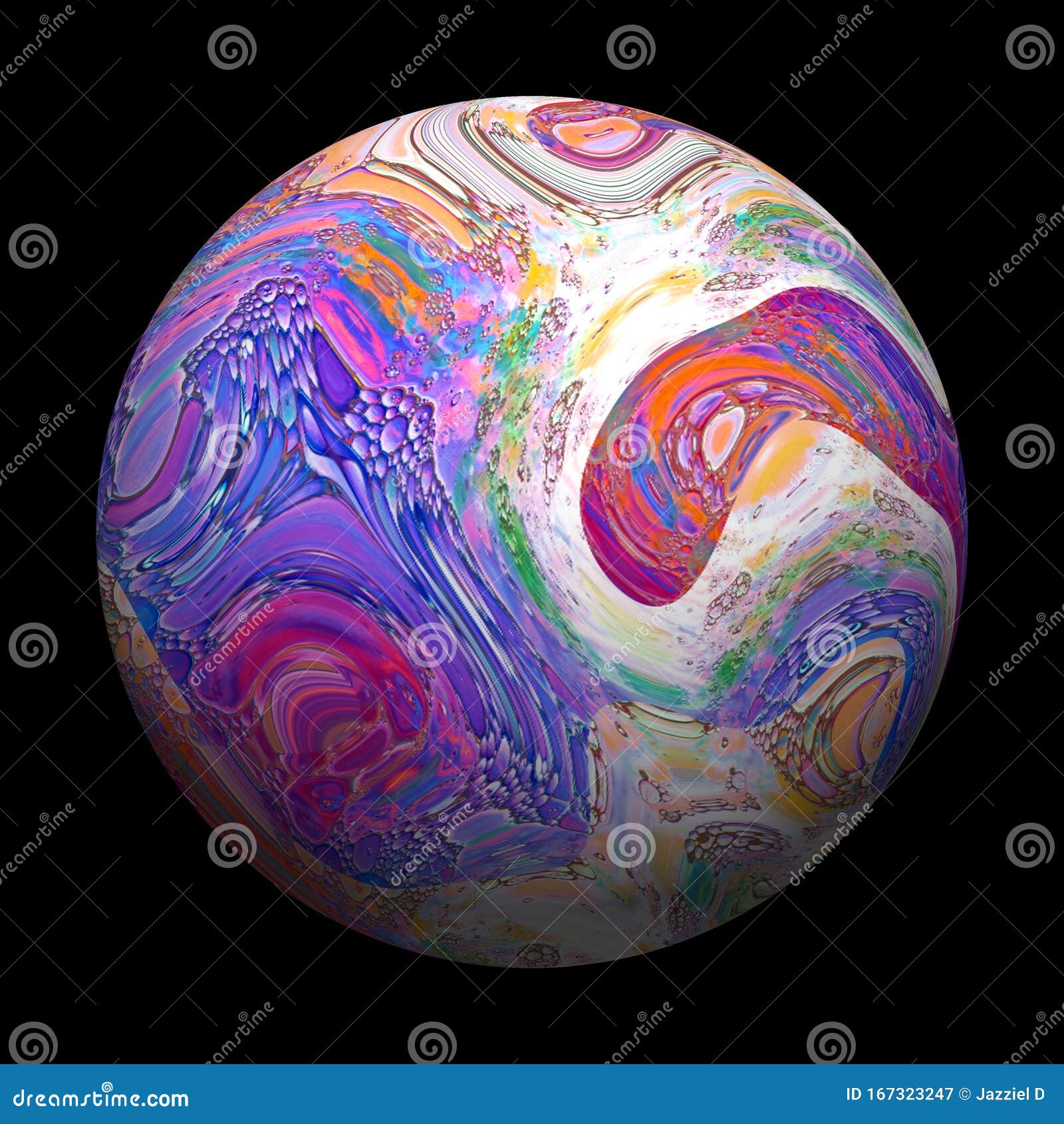 3D Rendered Sphere with Multicolored Paintings Stock Illustration ...